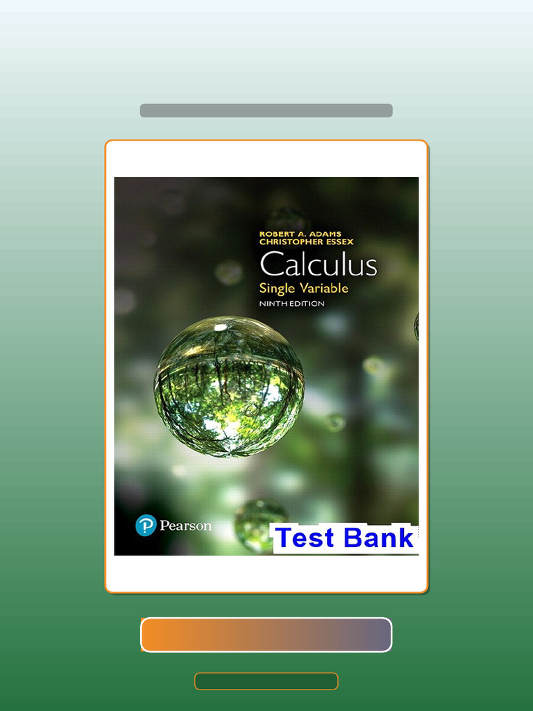 Complete Calculus Single Variable Canadian 9th Edition Adams Verified ...