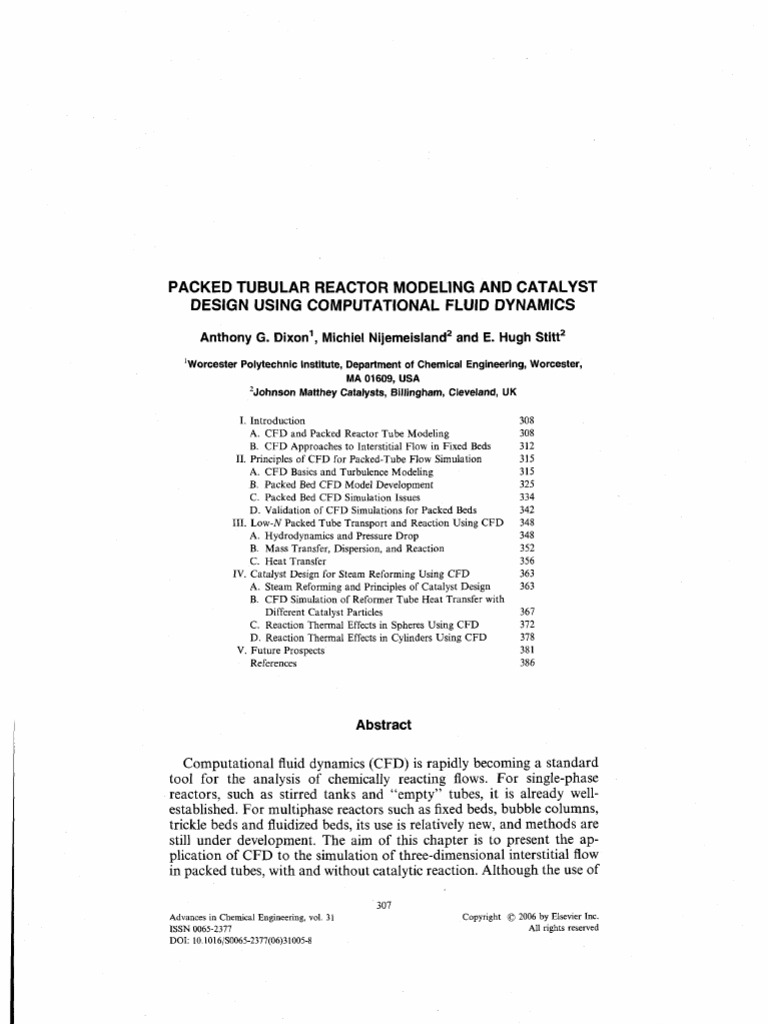 Packed Tubular Reactor Modeling and Catalyst Design Using Computational ...