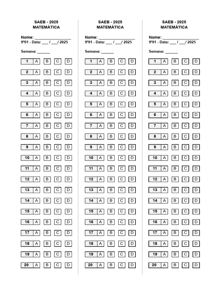 SAEB 2025: Matemática 9º Ano | PDF