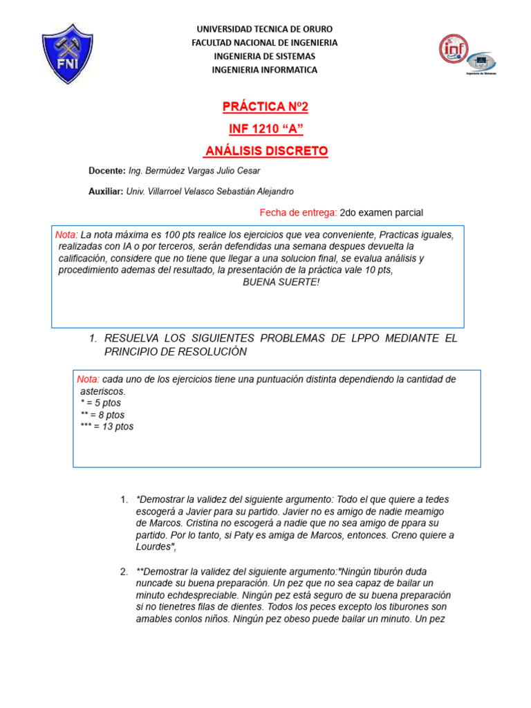 Práctica Nro 2 Analisis Discreto Sem Ii-2024 | PDF | Función ...