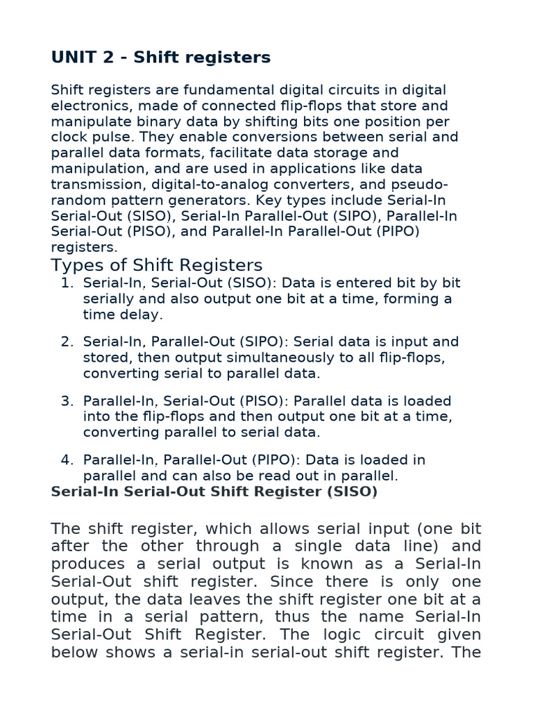 Understanding Shift Registers in Digital Circuits | PDF | Computer ...