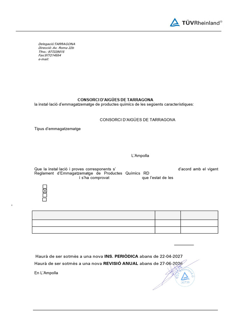 2025 Certificat Anual APQ | PDF