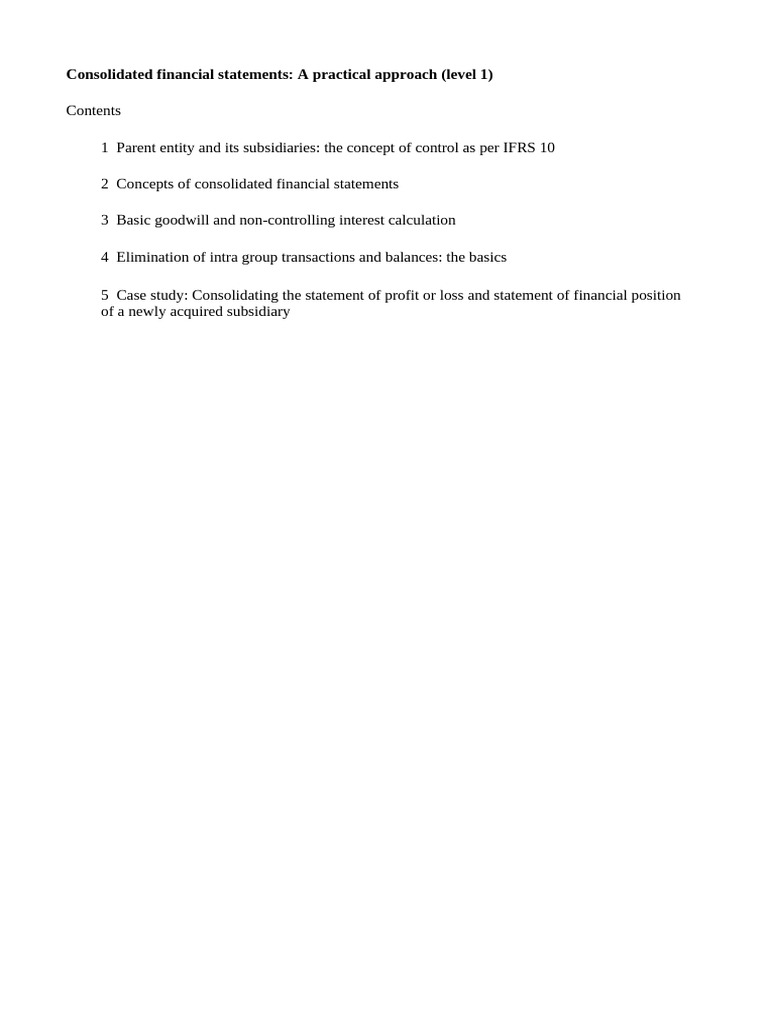 Parent Entity and Its Subsidiaries - The Concept of Control As Per IFRS ...