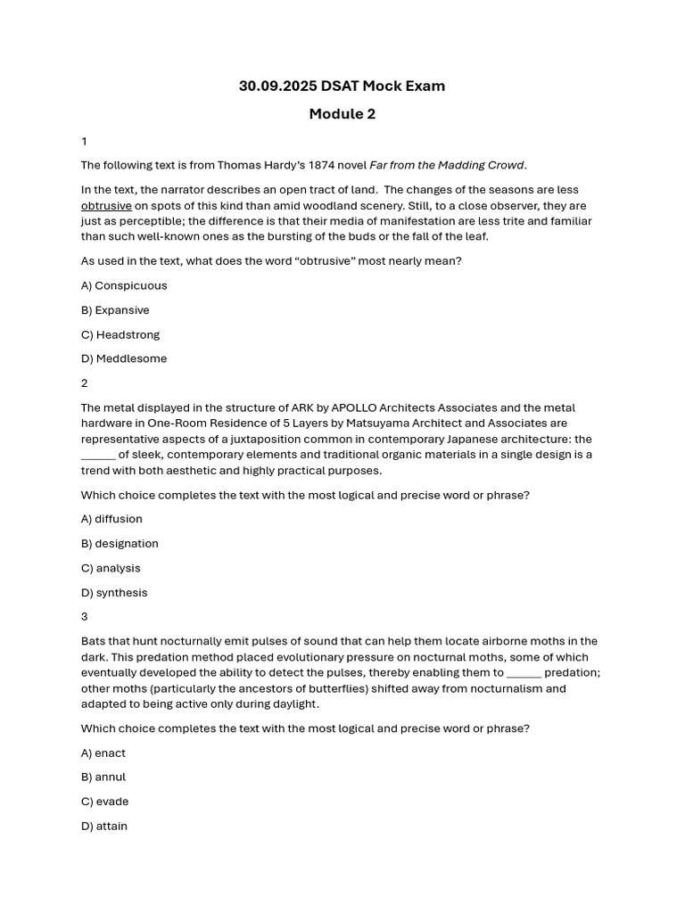 30.09.2025 DSAT Mock Exam Module 2 | PDF | Odor | Consumer Behaviour