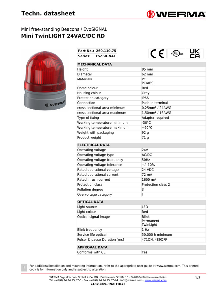 werma_techn._datasheet_1-26011075 | PDF | Electromagnetism | Electric Power