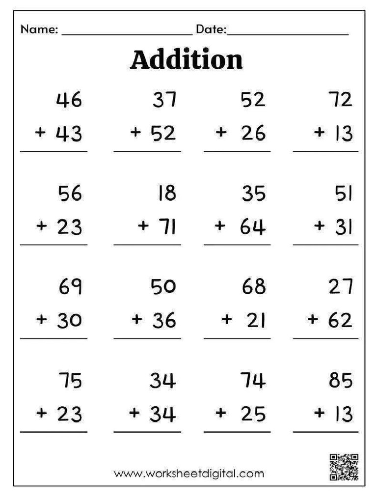 2 Digit Subtraction Window Card | PDF