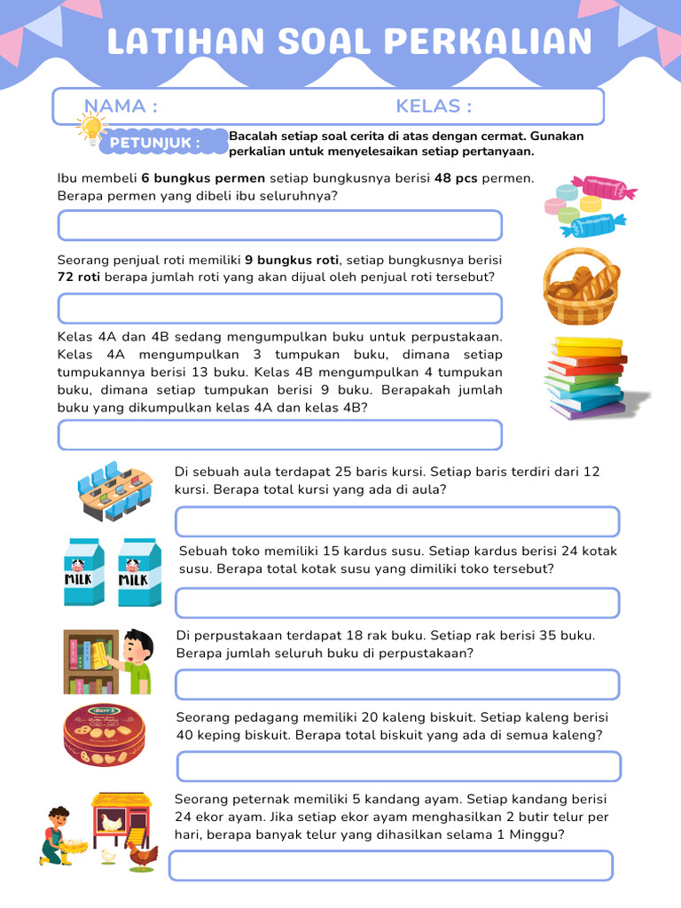 Soal Cerita Perkalian Kelas 4 SD | PDF