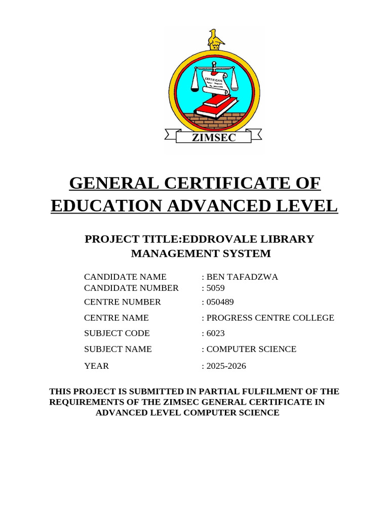 Eddrovale School Library Management System | PDF | Computing | Computer ...