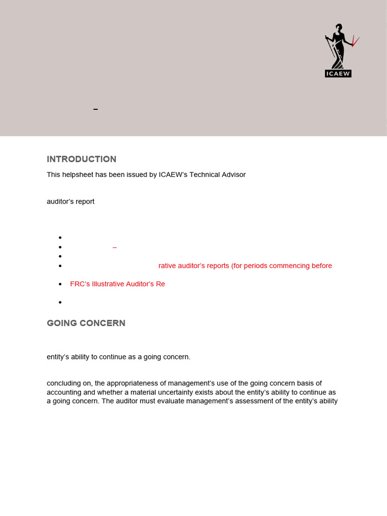 Audit Reports Going Concern | PDF | Going Concern | Auditor's Report