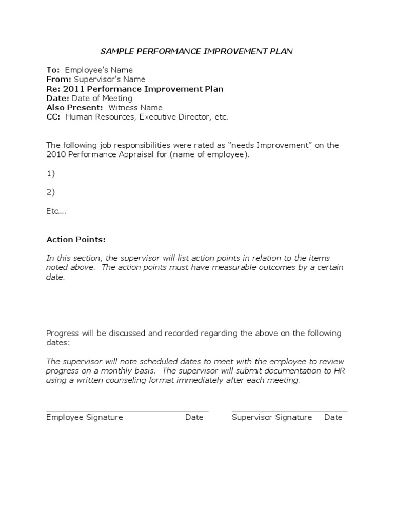 Sample PIP | PDF | Career & Growth | Business