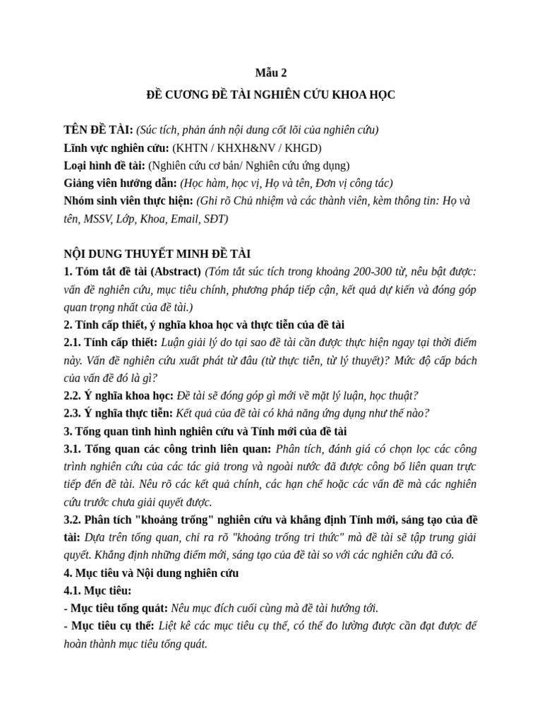 Mau 2 - de Cuong Chi Tiet | PDF