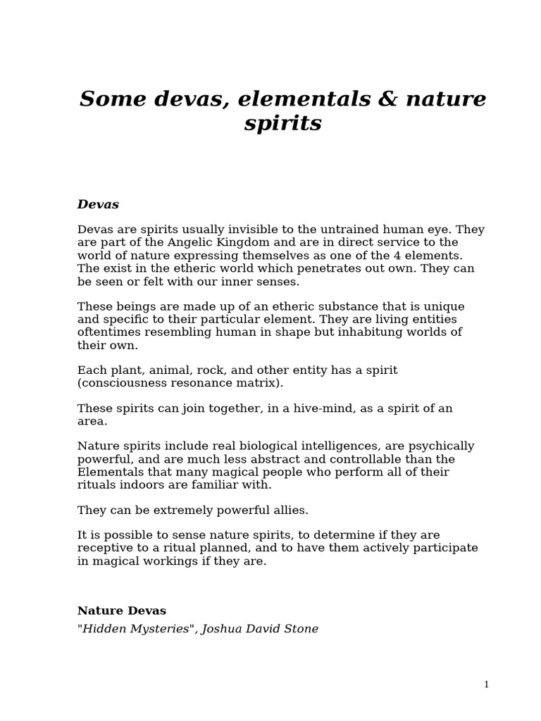 Some Devas, Elementals & Nature Spirits | PDF | Mental Disorder ...
