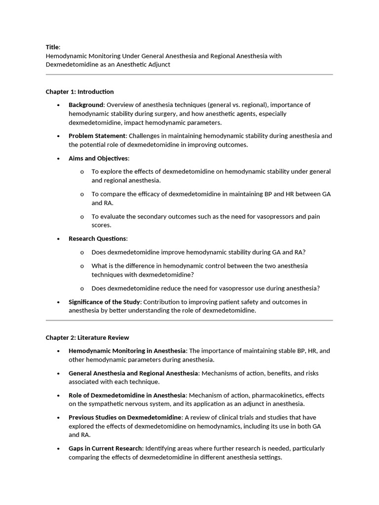 Hemodynamic Monitoring Under General Anesthesia and Regional Anesthesia ...