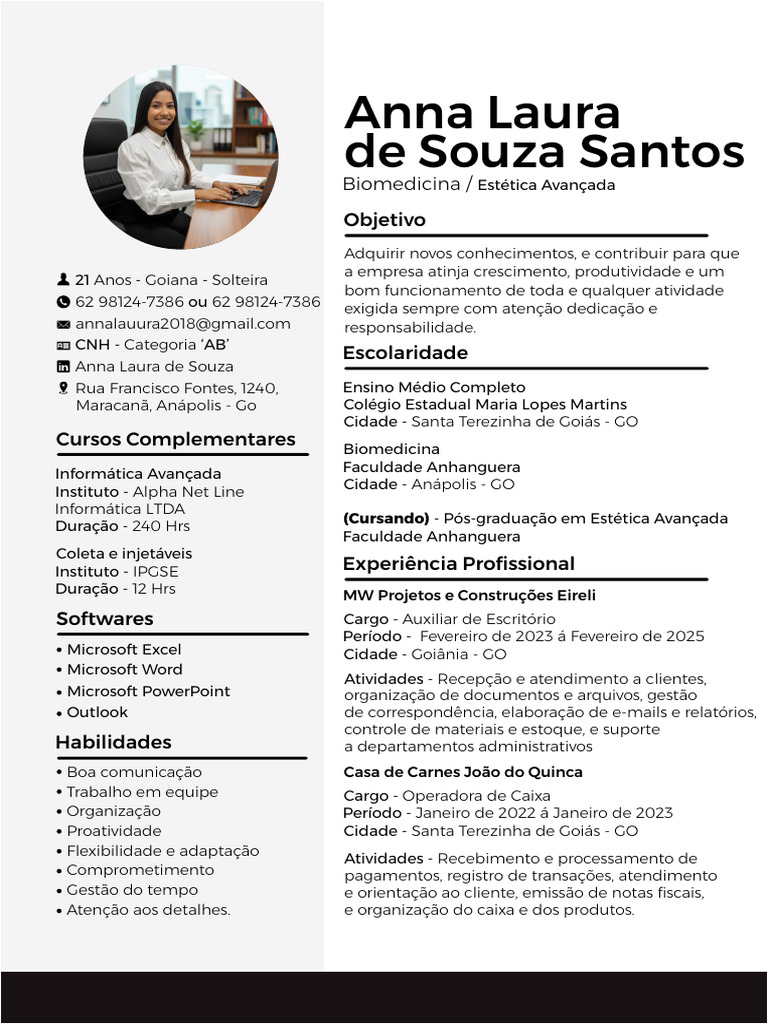 CV - Anna Laura de Souza Santos | PDF | Microsoft