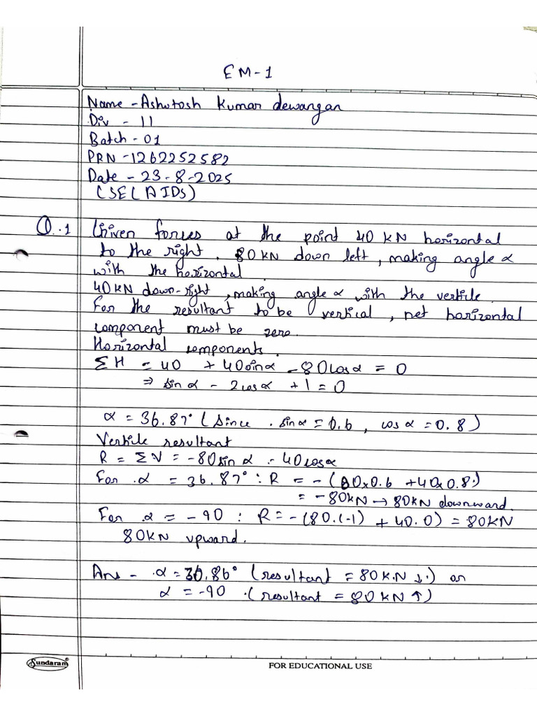 EM Assignment 1 | PDF