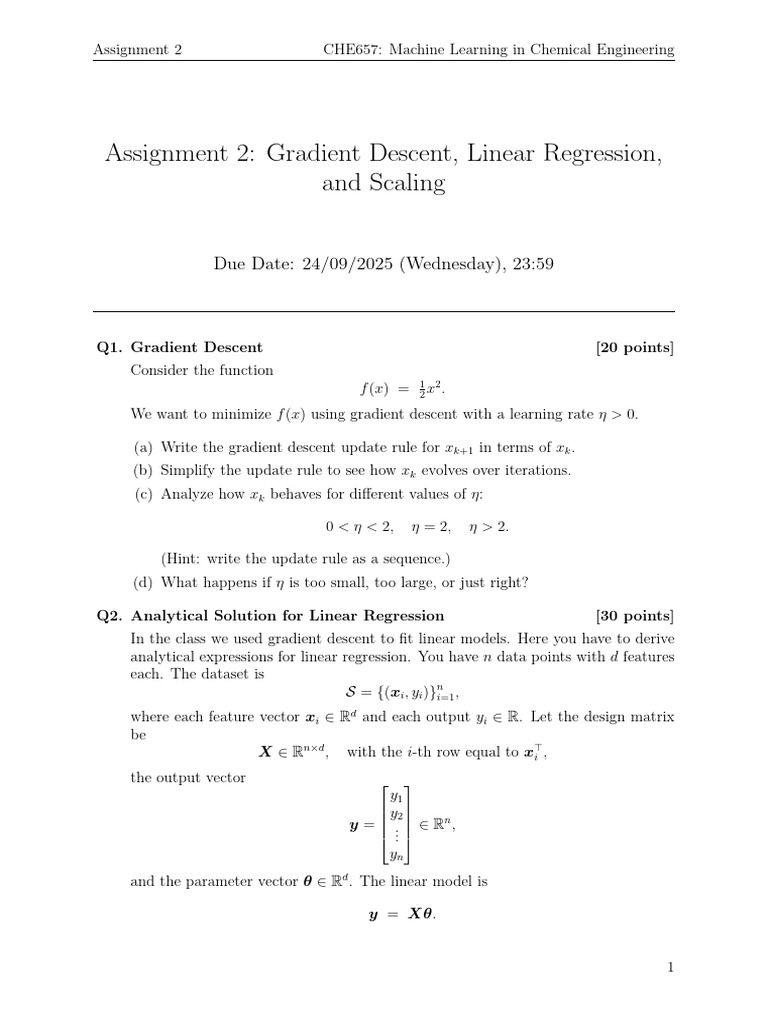 CHE657 Assignment 2 | PDF | Linear Regression | Least Squares