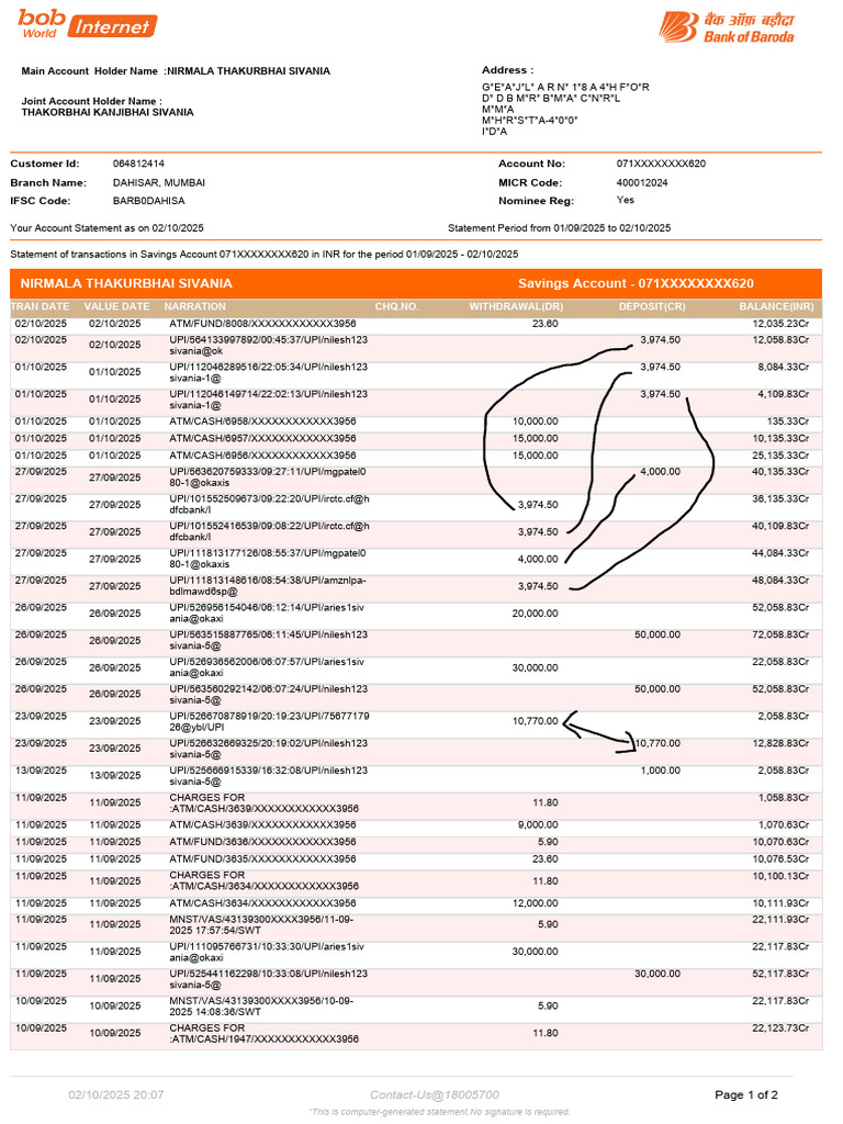 Savings Account Statement for Nirmala S. | PDF | Information Technology ...