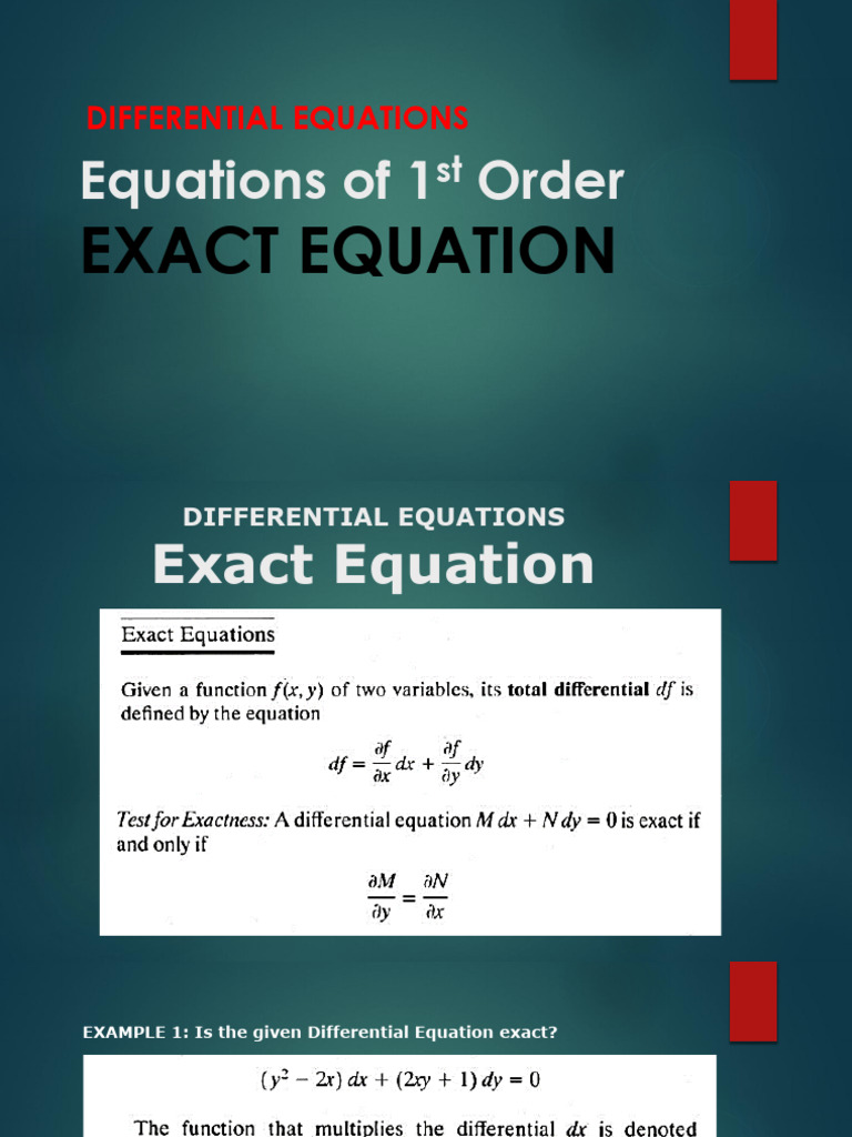 Lesson 2.2 Exact Equation | PDF