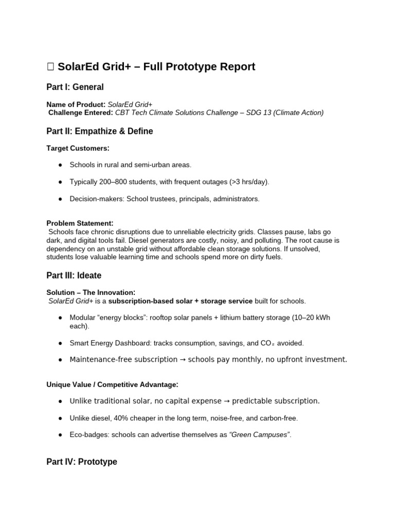 SolarEd Grid+: Empowering Schools with Solar | PDF | Solar Power ...