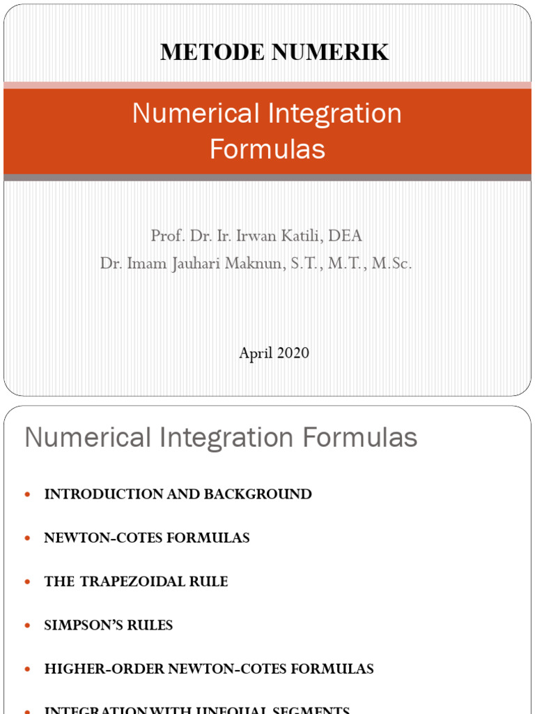 Numerical Integration Formulas Guide | PDF | Analysis | Computational ...