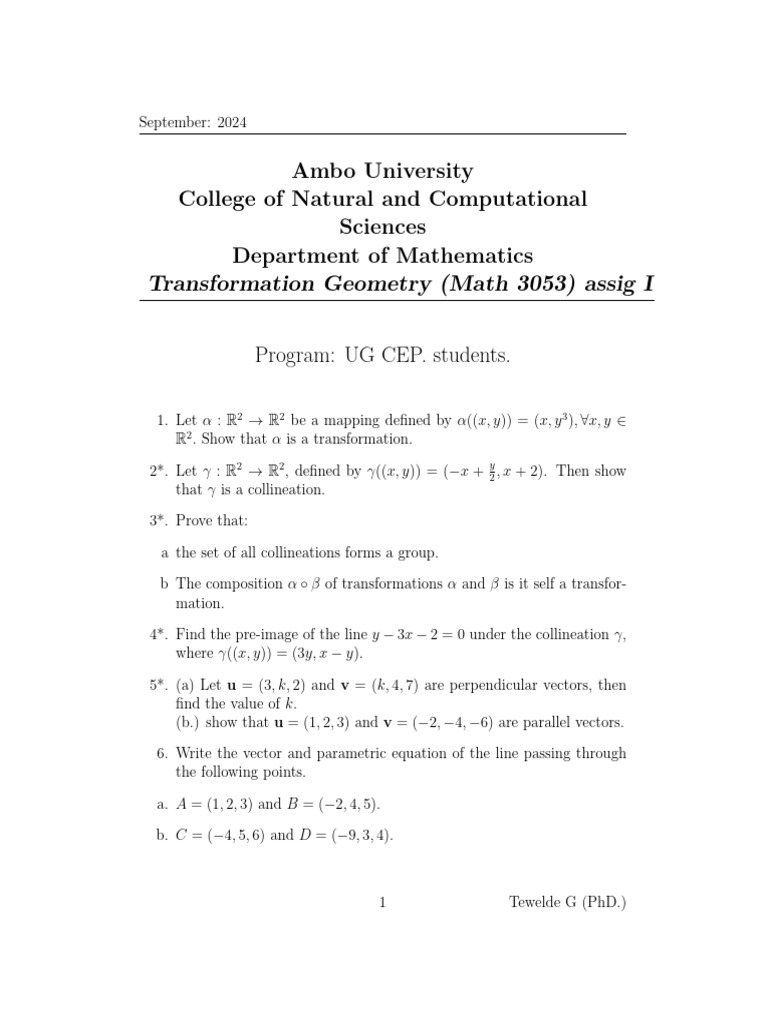 Transformation Geometry Assignments | PDF | Classical Geometry ...