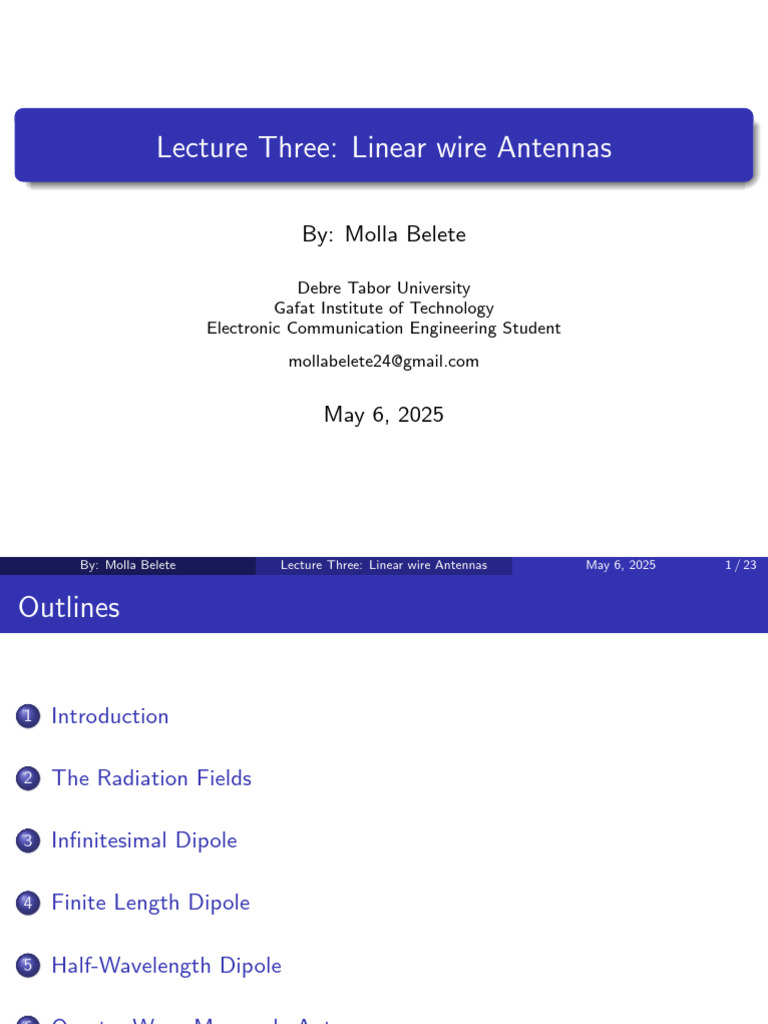 Linear Wire Antennas Overview | PDF | Antenna (Radio) | Physical Phenomena