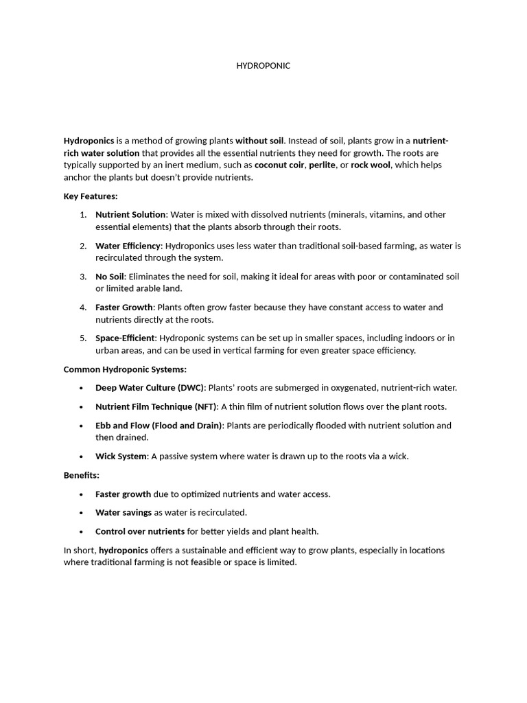 Hydroponic | PDF