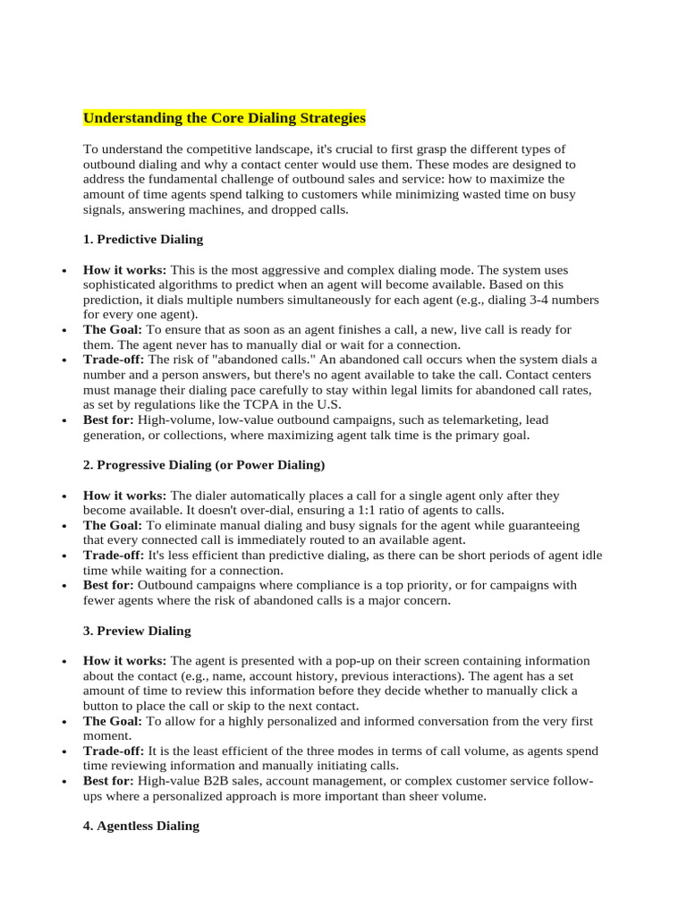 Core Outbound Dialing Strategies Explained | PDF | Call Centre ...