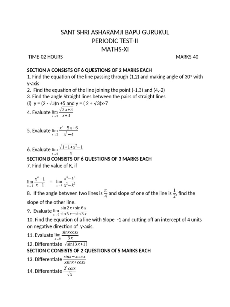 Class Xi Paper Maths | PDF