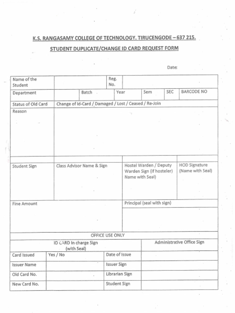 Student Duplicate-Change Id Card | PDF