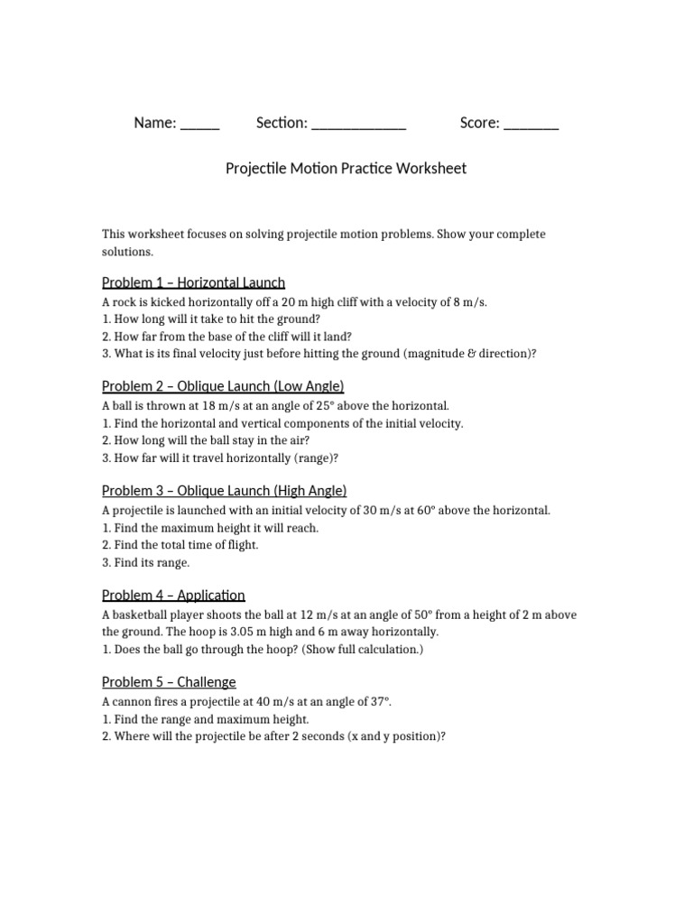 Projectile Motion PT1-Q2 | PDF