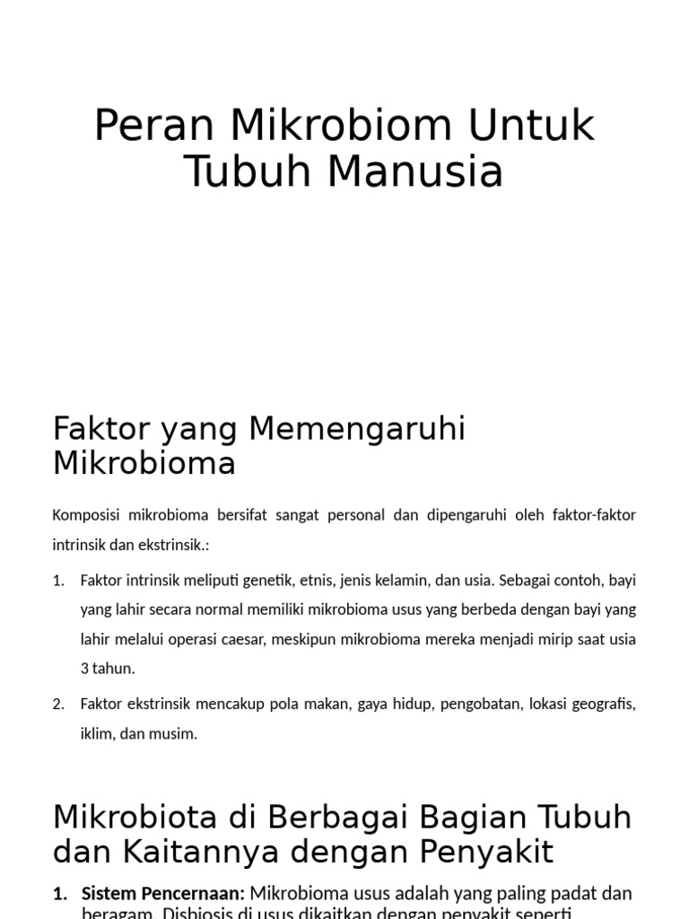 Peran Mikrobiom dalam Kesehatan Manusia | PDF