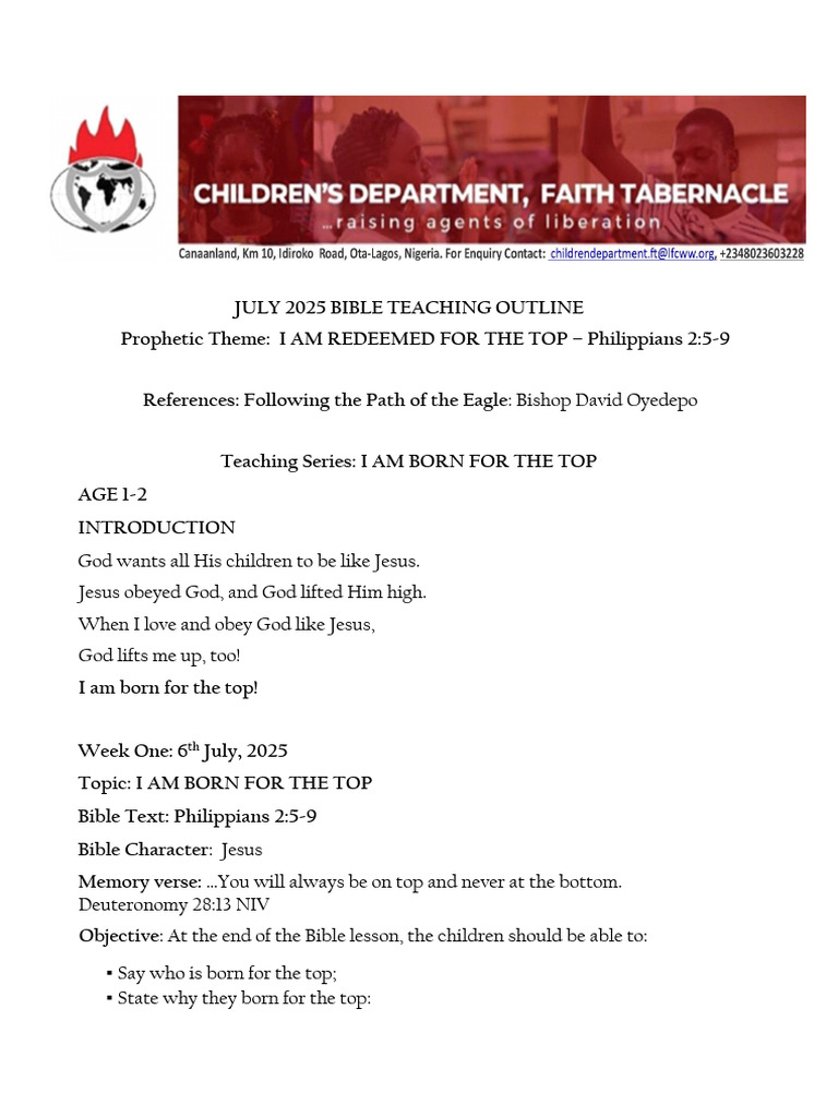 July 2025 Bible Teaching Outline | PDF | Jesus | God In Christianity