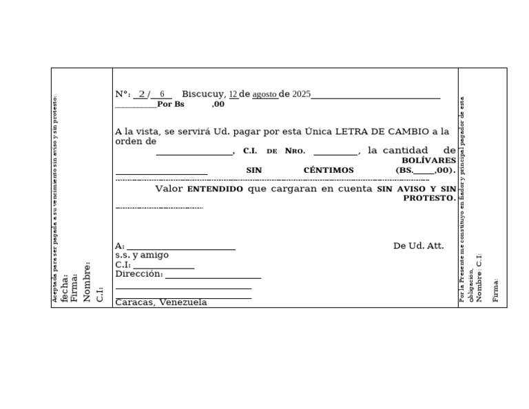 Letra de Cambio: Aceptación y Pago | PDF | Pagaré | Instrumentos que ...