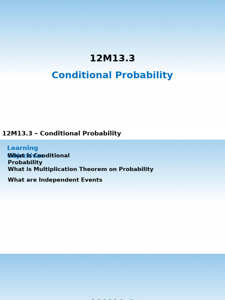 12M13.3 - Conditional Probability (Final) | PDF | Workweek And Weekend ...
