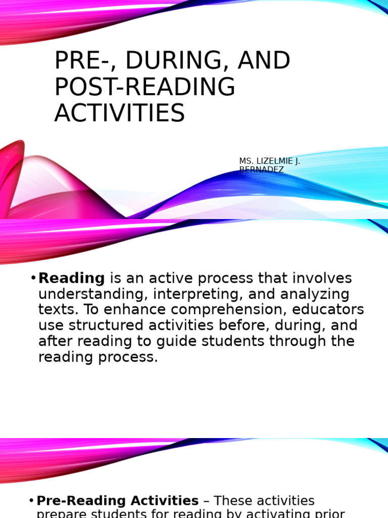 Pre During and Post Reading Activities | PDF | Reading Comprehension | Speed Reading