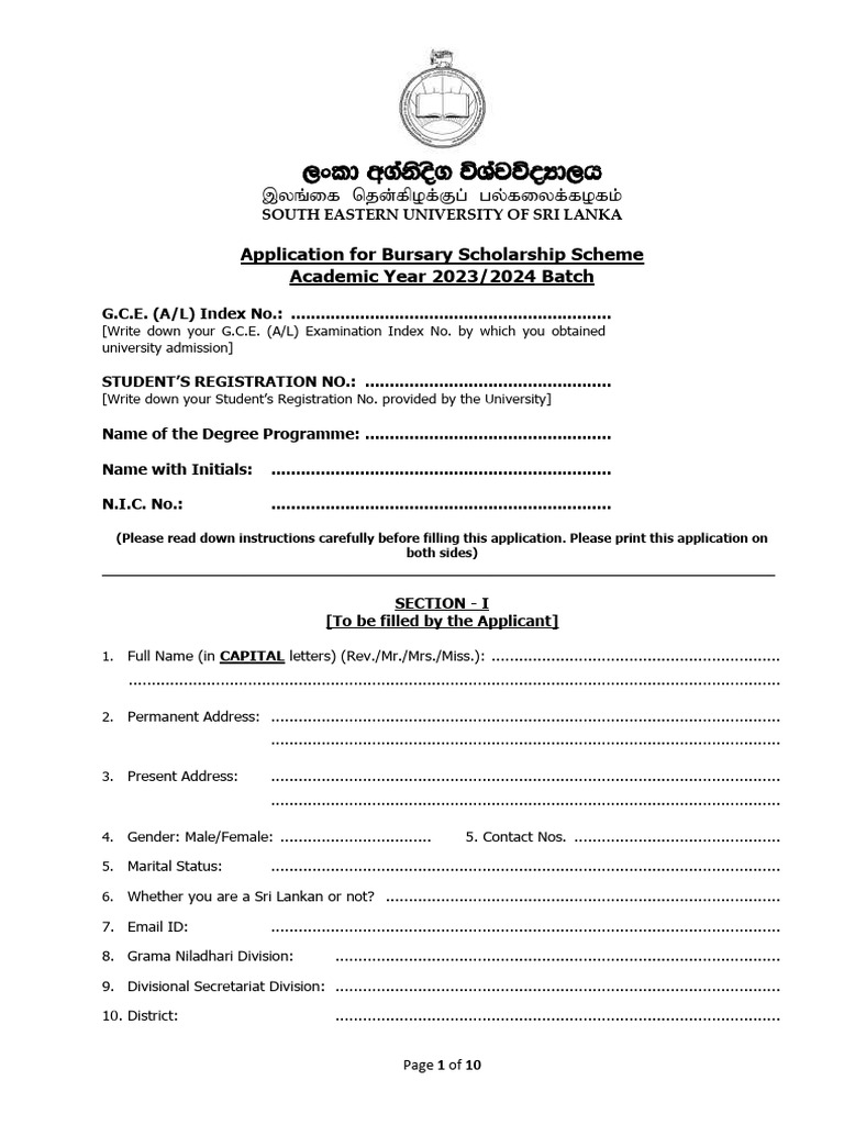 Application For BURSARY 2023 2024 | PDF