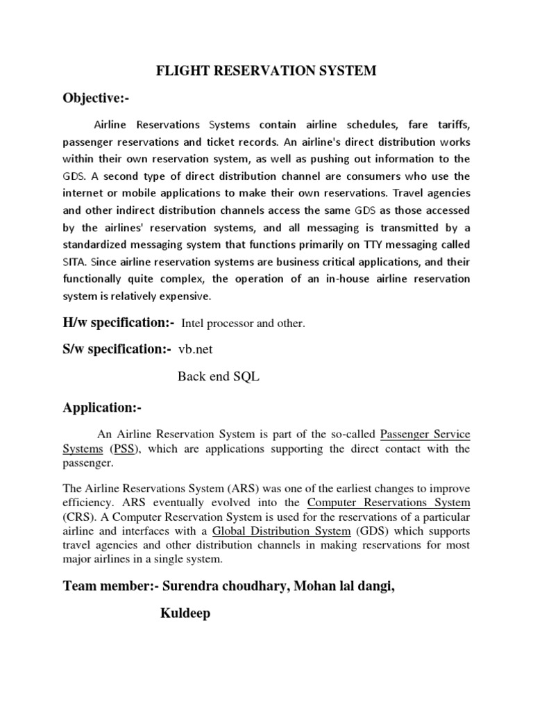 Airline Reservation System Overview | PDF
