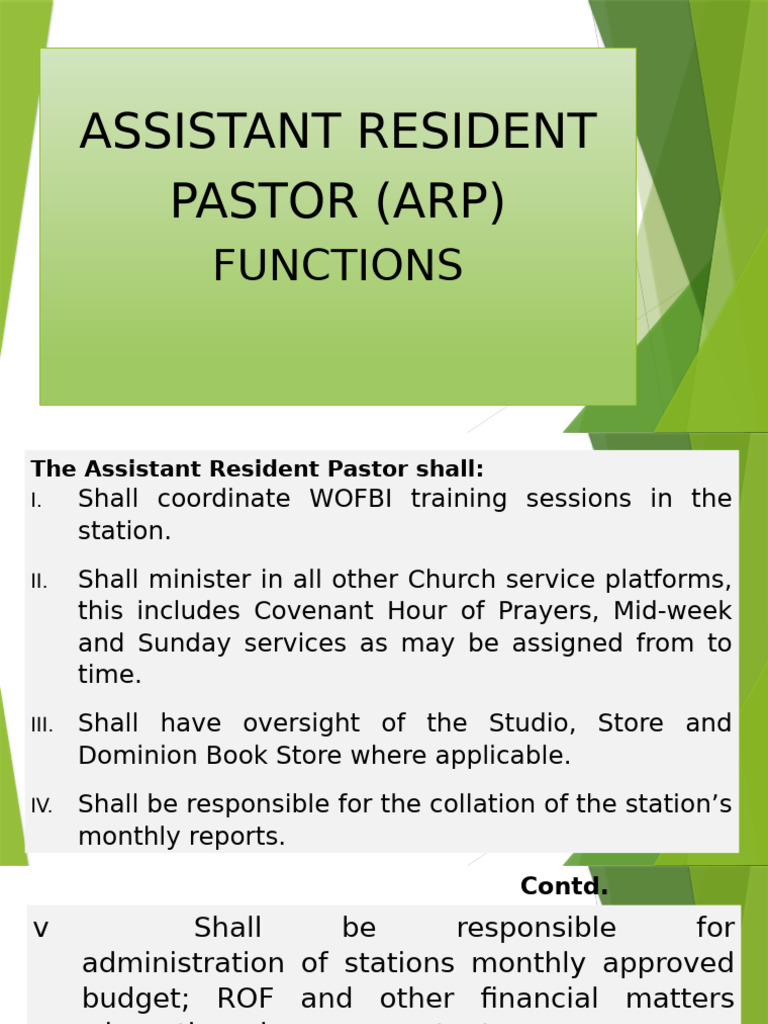 Assistant Resident Pastor | PDF