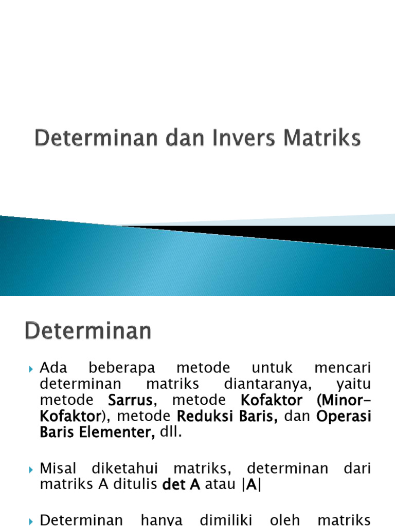 Pert. 3. Determinan dan Invers Matriks | PDF