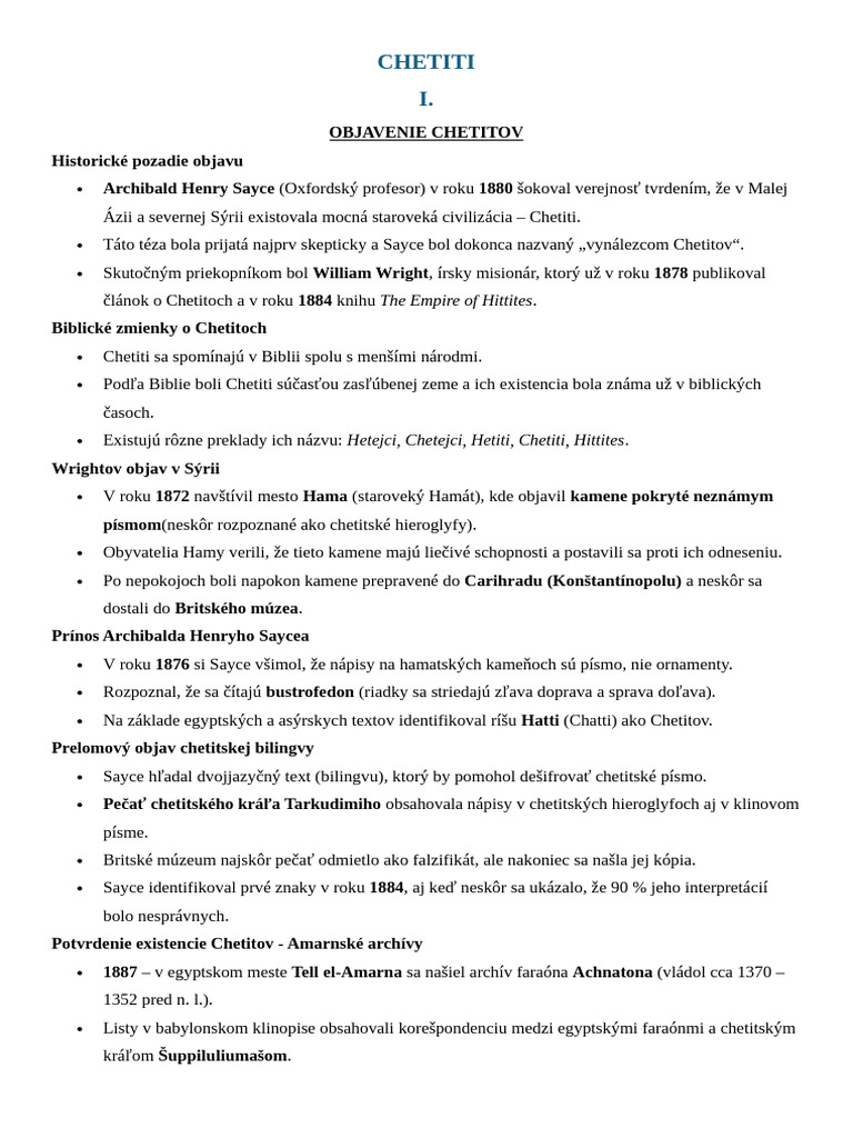 CHETITI - Poznámky | PDF
