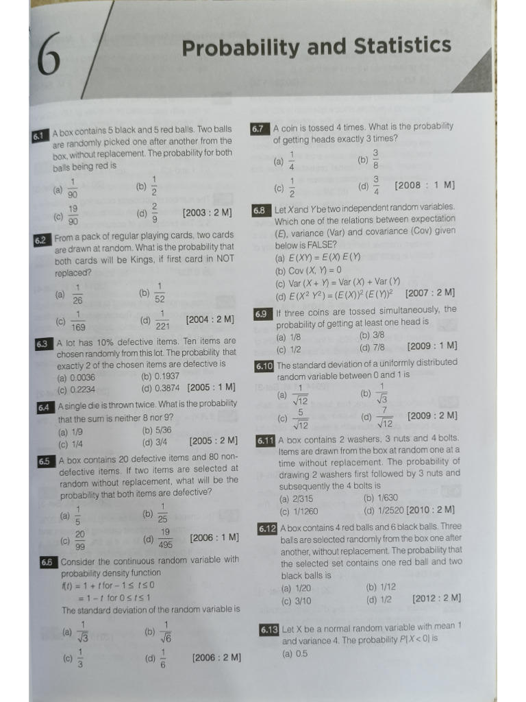 Probability and Statistics Engg Maths Made Easy Pyq | PDF
