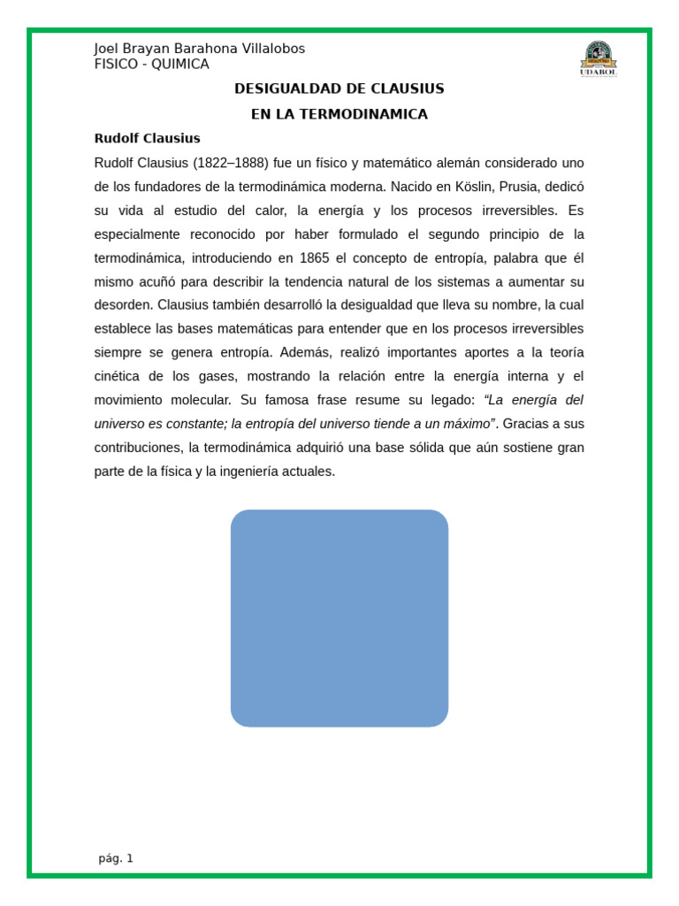Desigualdad de Clausius en Termodinámica | PDF