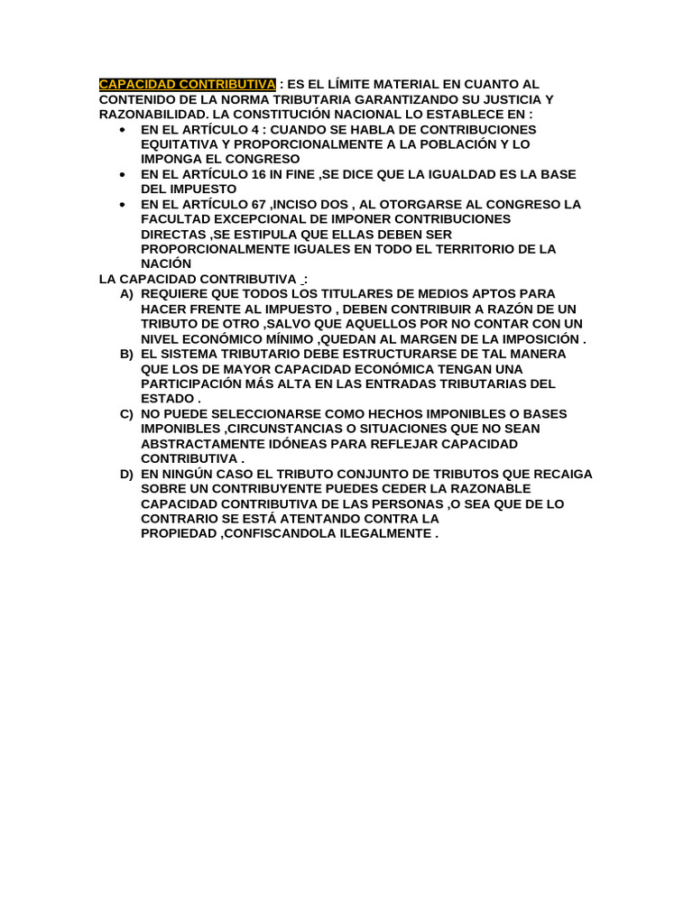 Capacidad Contributiva y Normativa Tributaria | PDF