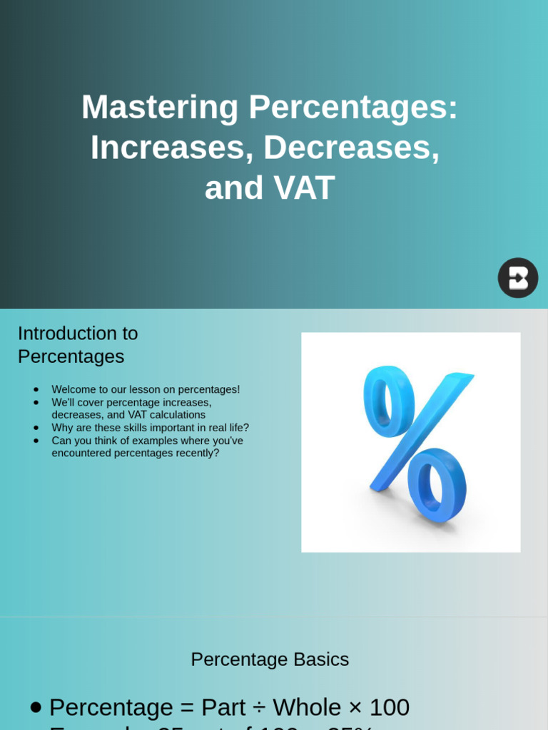 Mastering Percentages and VAT Calculations | PDF | Value Added Tax ...