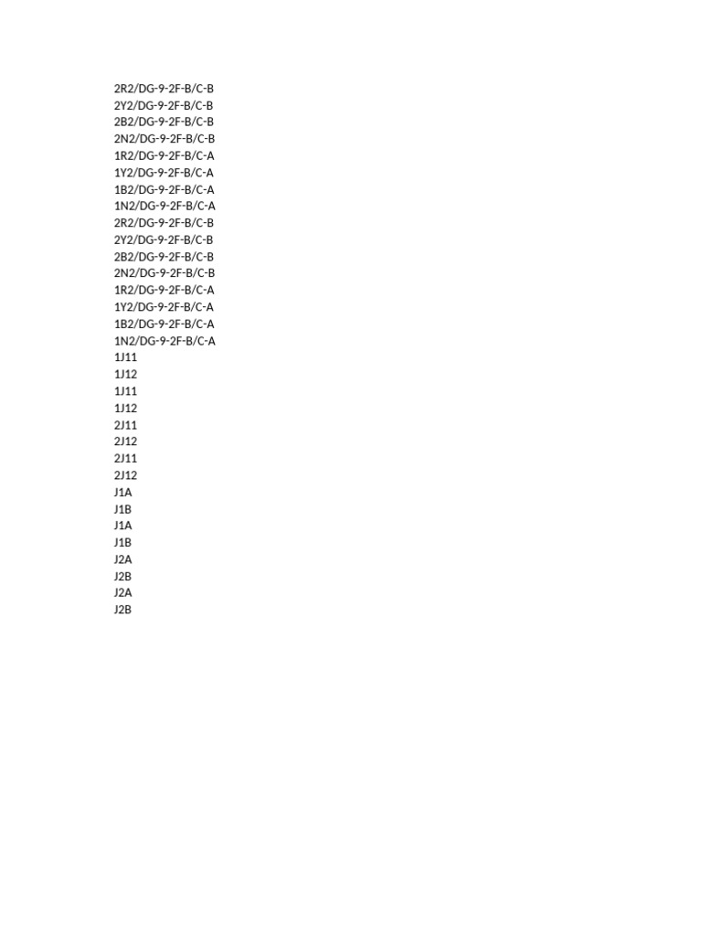 DG-9-2F-B/C Part Codes List | PDF