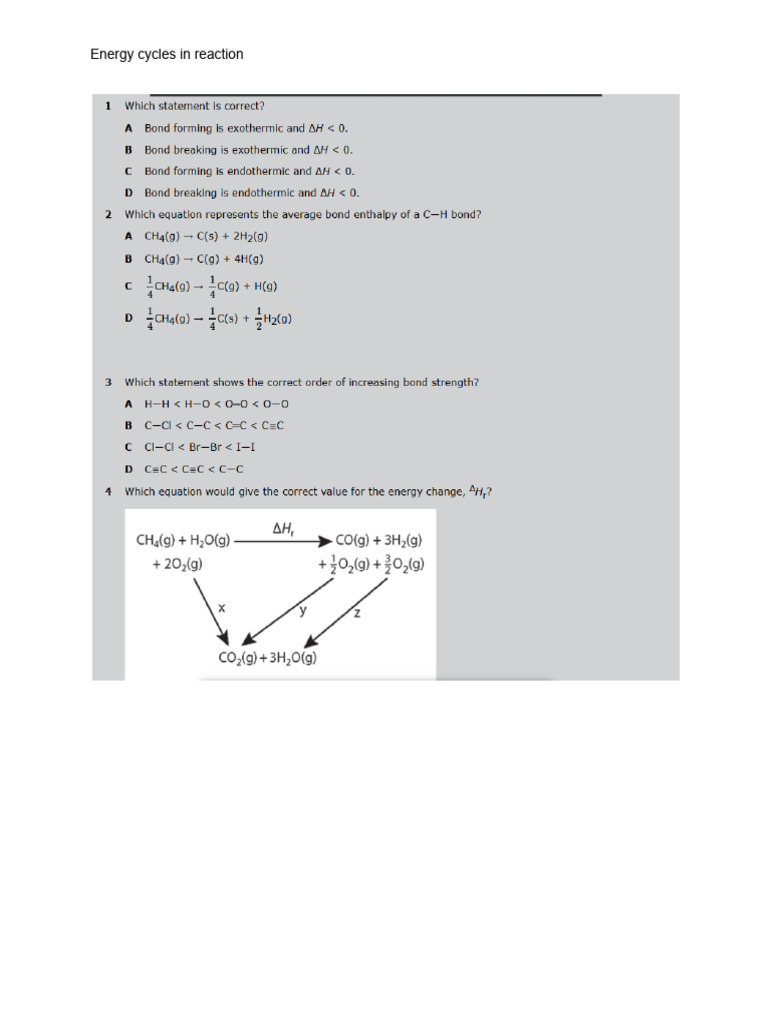 Revision 13 - Energy Cycles in Reaction | PDF