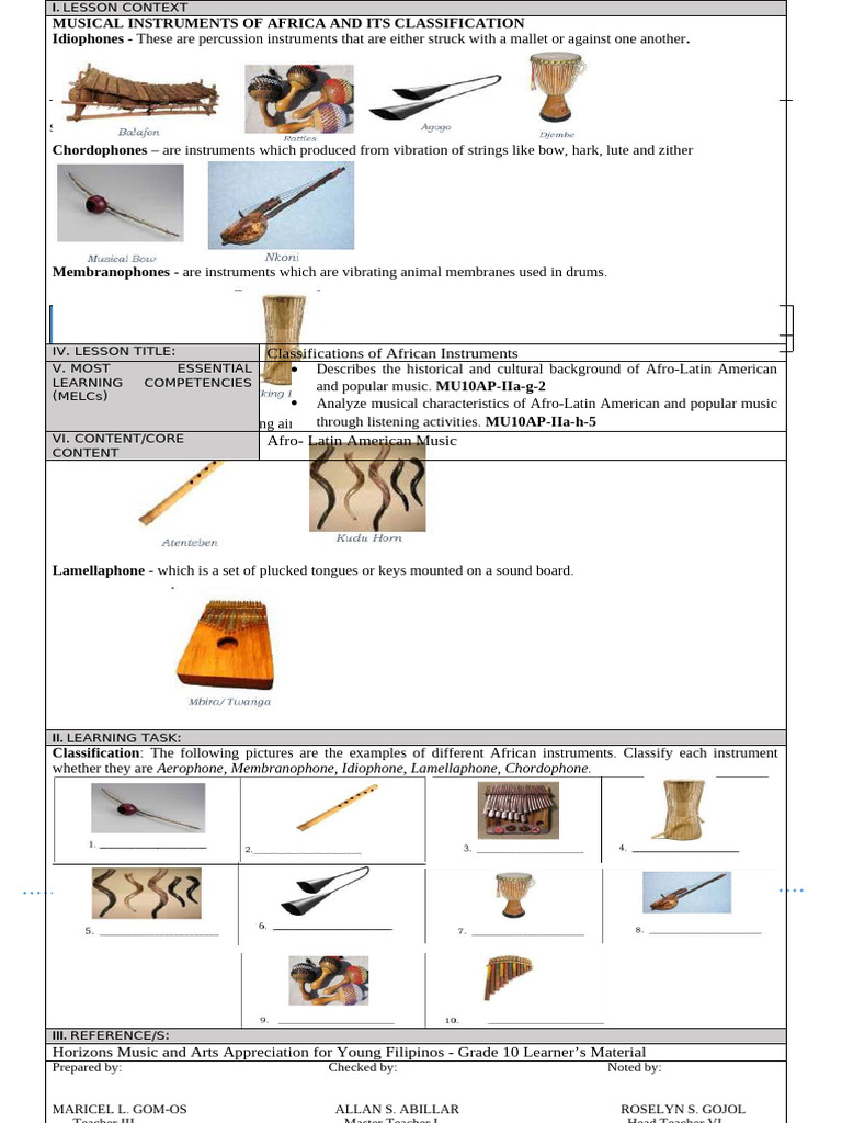African Musical Instruments Classification | PDF | Musical Instruments ...