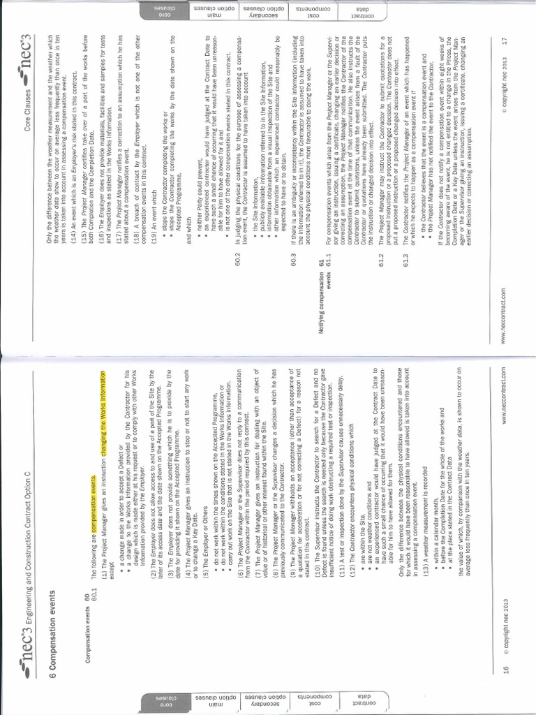 NEC3 60.1 (1) CE Changing Works Info | PDF