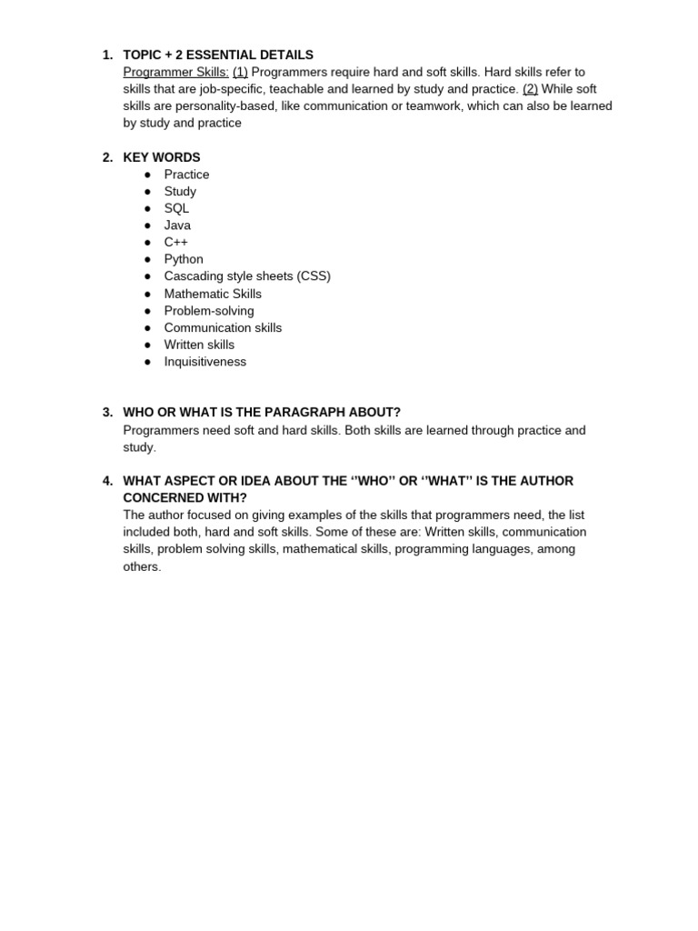 Essential Skills for Programmers | PDF